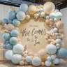 Dakota Fields Dusty Blue White Balloon Garland Double Stuffed Pastel Light Blue Balloons | Wayfair